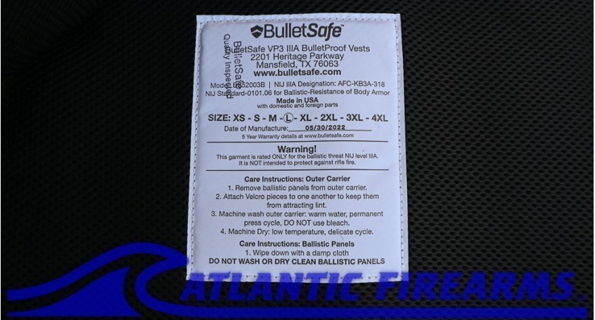 Bulletsafe Level IIIA Bulletproof Vest Sale - AtlanticFirearms.com